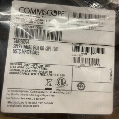 Commscope RG6 2227V Quad Shield Plenum White Coax Cable 1,000Ft | Sedectro