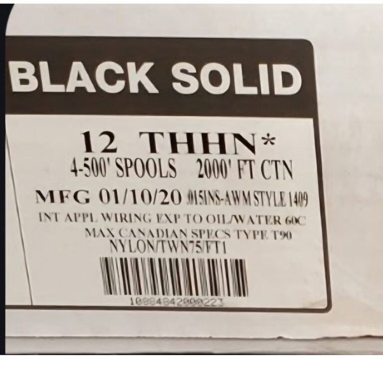 Republic Wire Inc 12 THHN Gauge Black Solid Copper 500FT Spool | Sedectro